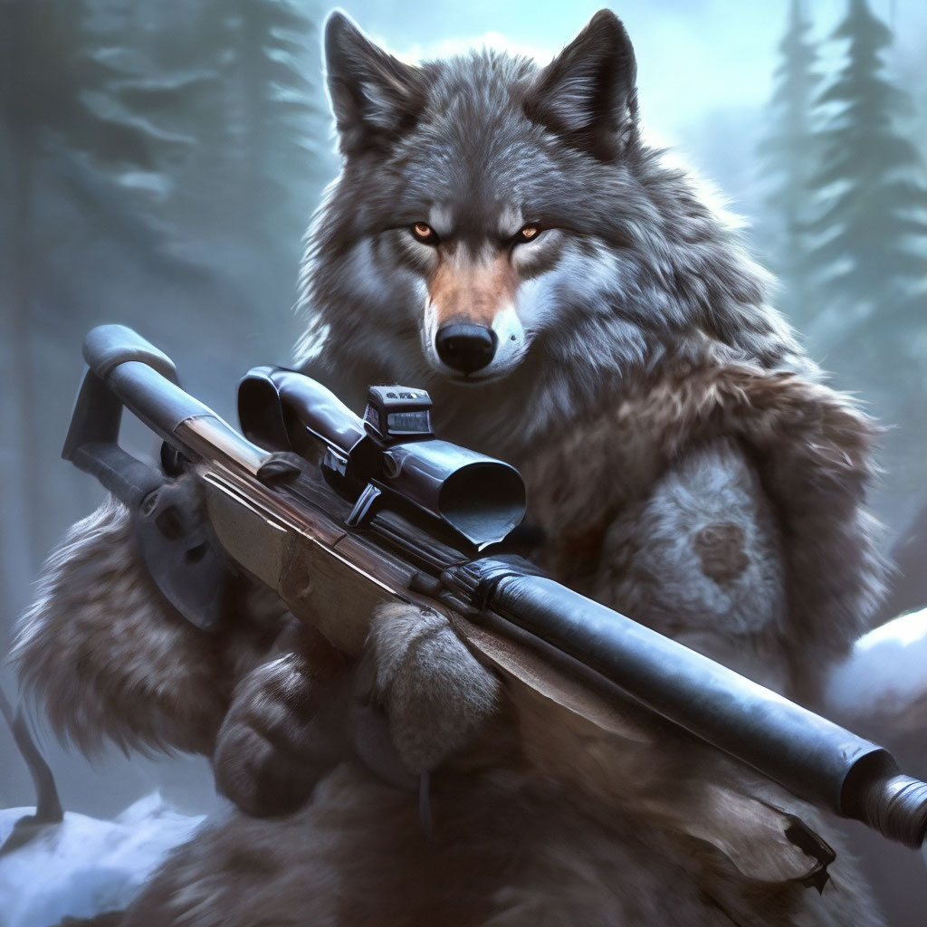 "Sniper wolf" — image created in Shedevrum