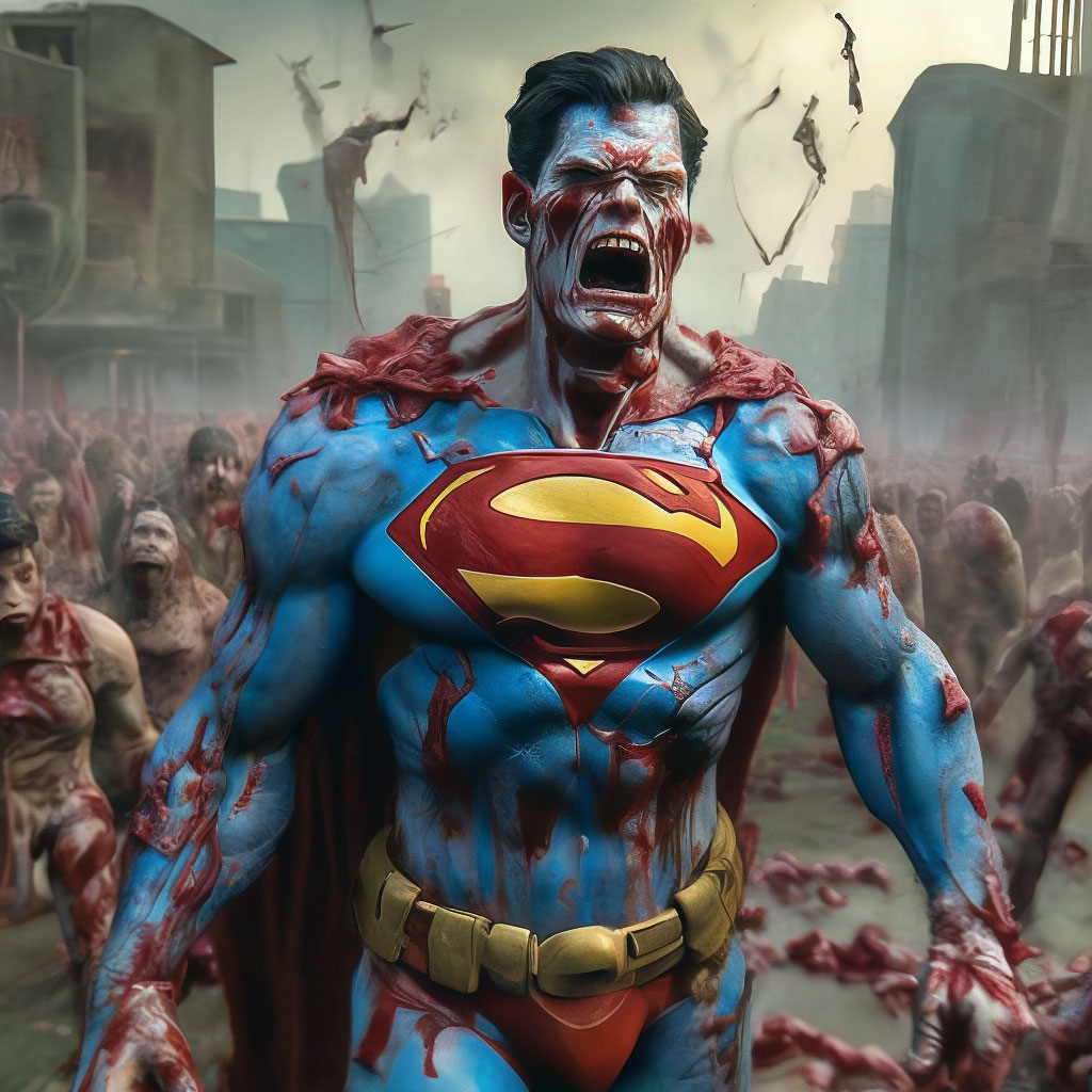 "Superman during the zombie apocalypse, high quality, detailed" — image ...