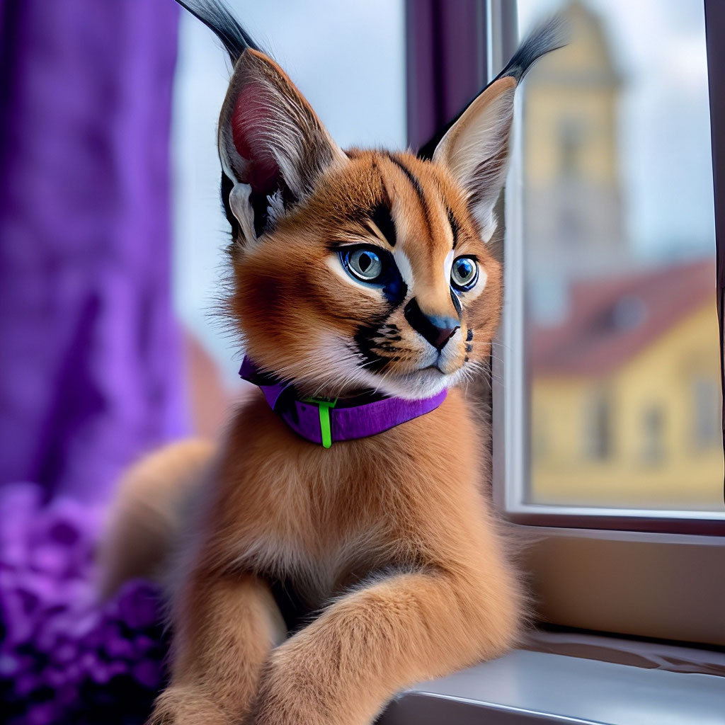 "For the competition from Manyusha a small baby caracal with a purple ...