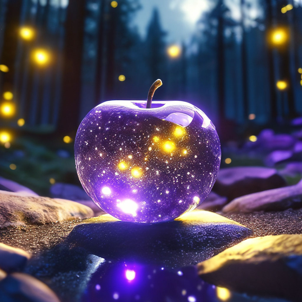 "The Night Bullseye Beautiful purple crystal apple with yellow stars ...