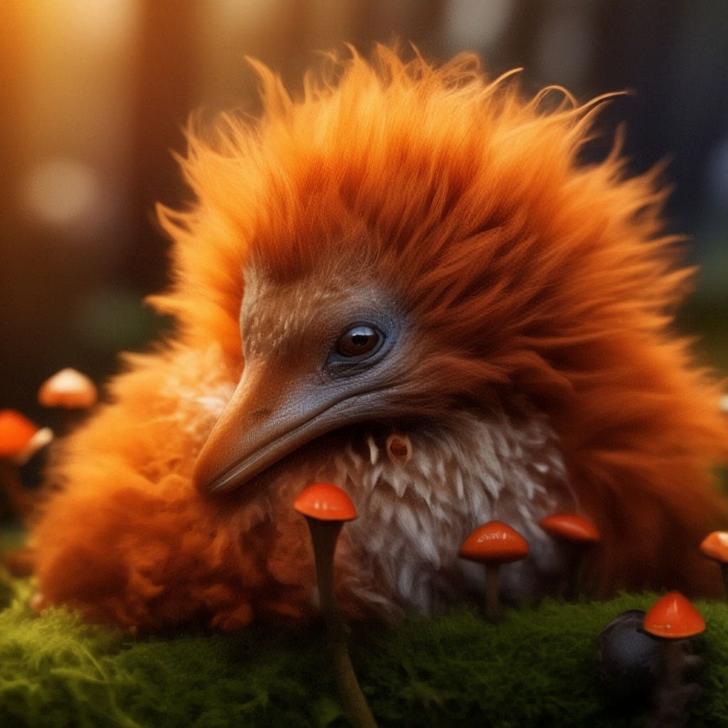 "A fluffy little pterodragon with feathers, wings down feathers ...