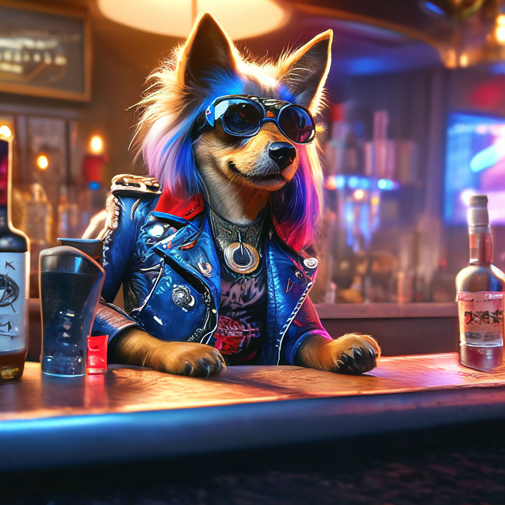 "Spectacular beautiful rocker dog …" — image created in Shedevrum
