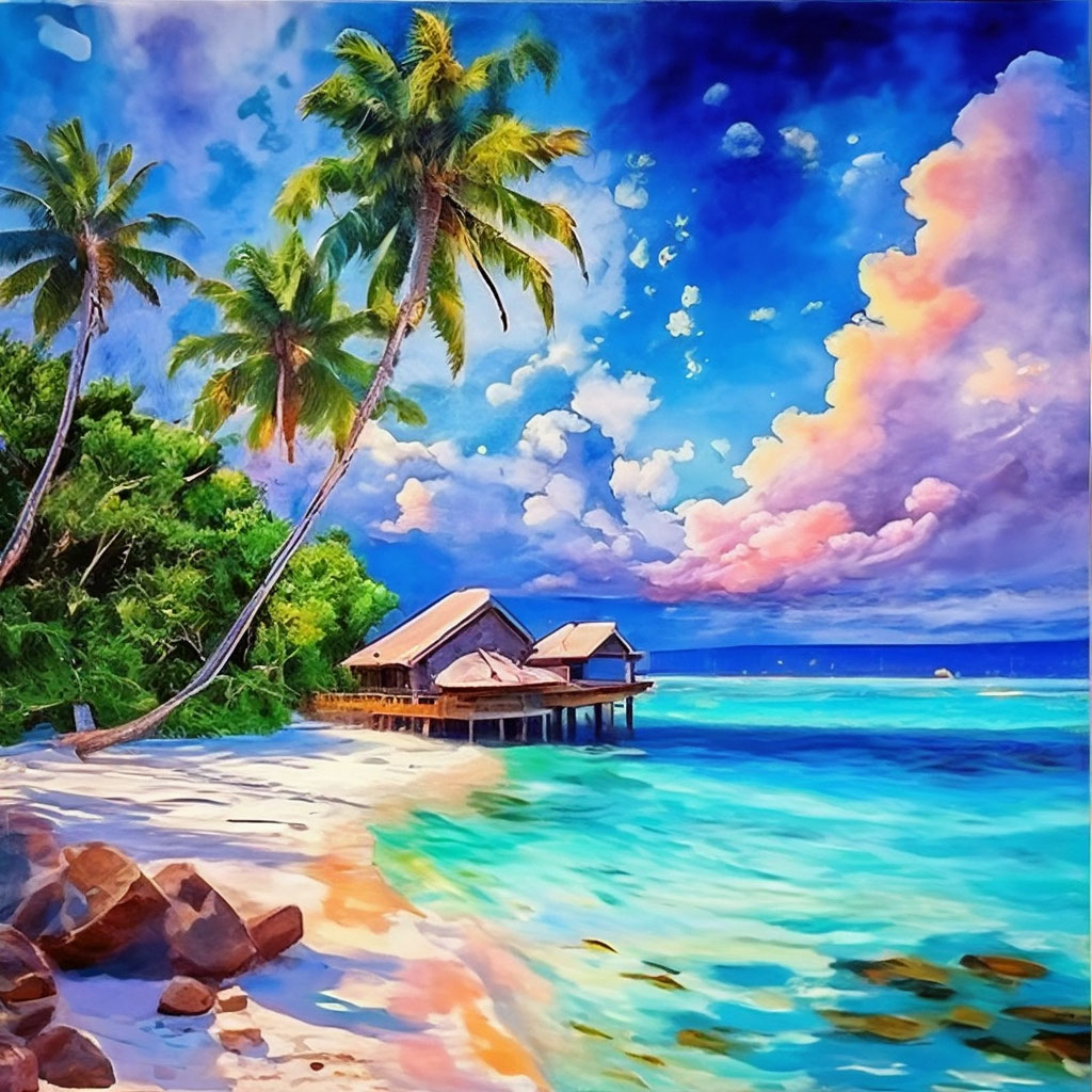 "Diamond painting. Magical Maldives, amazing nature, beaches, sea ...
