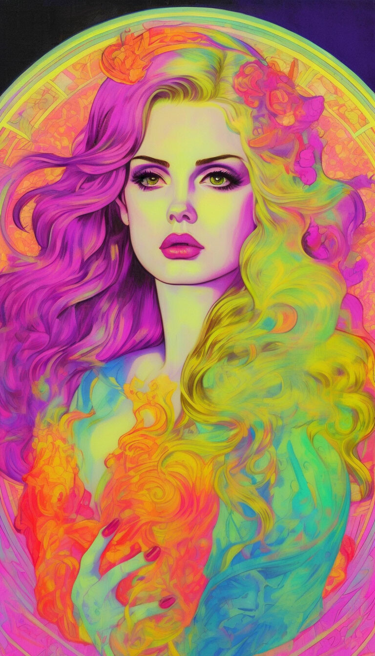 neon retro goddess flowing from glitter and monster claws stunning ...