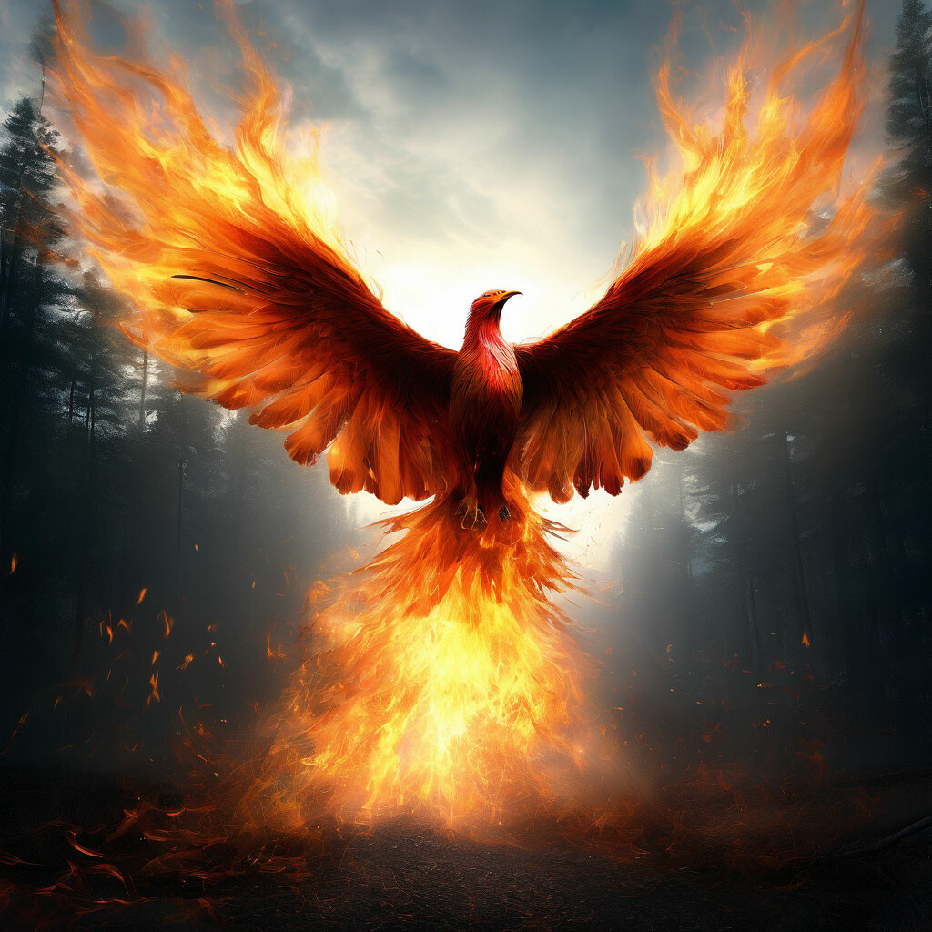 "Photorealism, a large phoenix takes …" — image created in Shedevrum