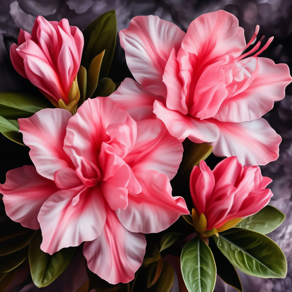 "Beautiful double azalea flowers in the Ebru technique" — image created ...