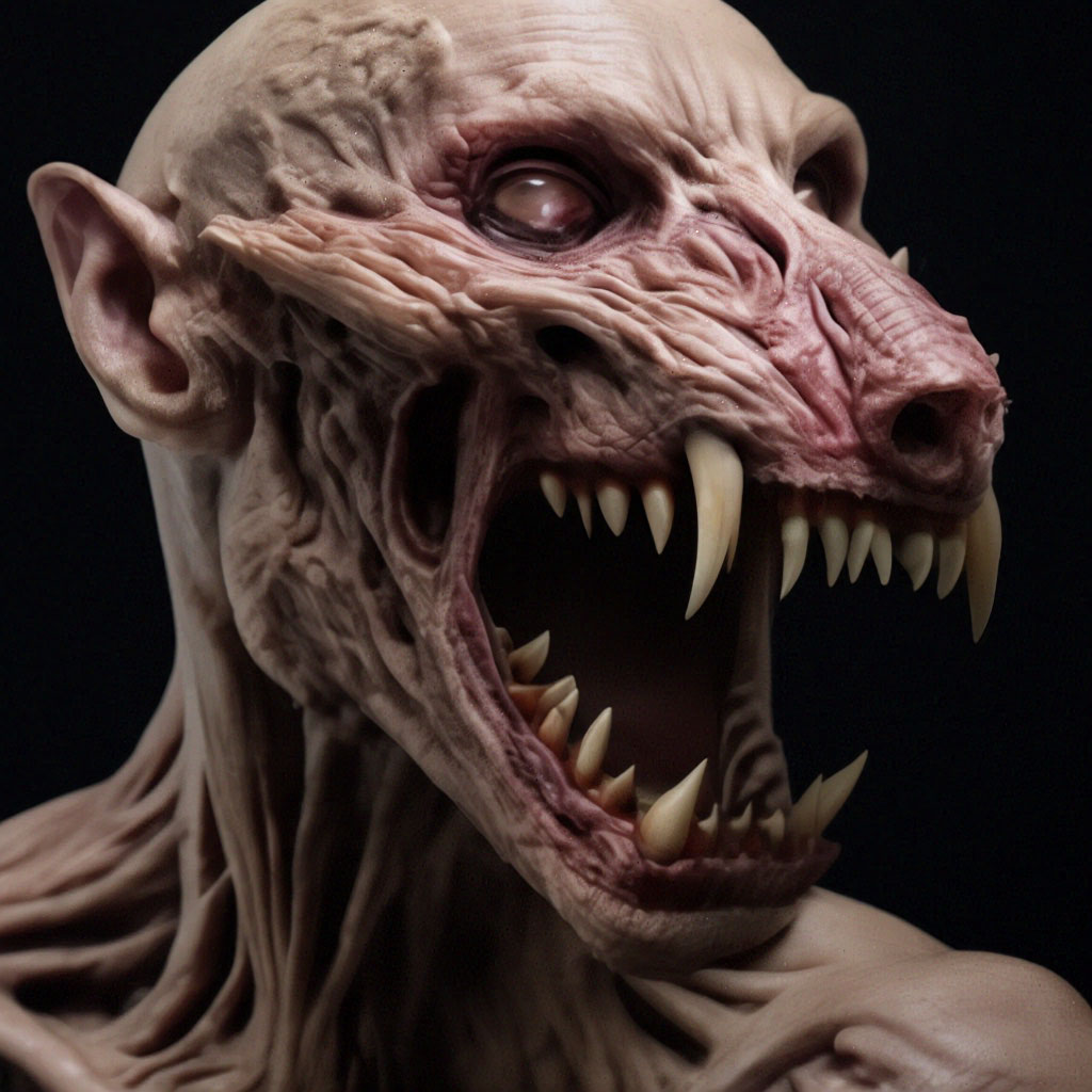 "Anatomically accurate mutation of a human with a wolf's mouth, anatomy ...