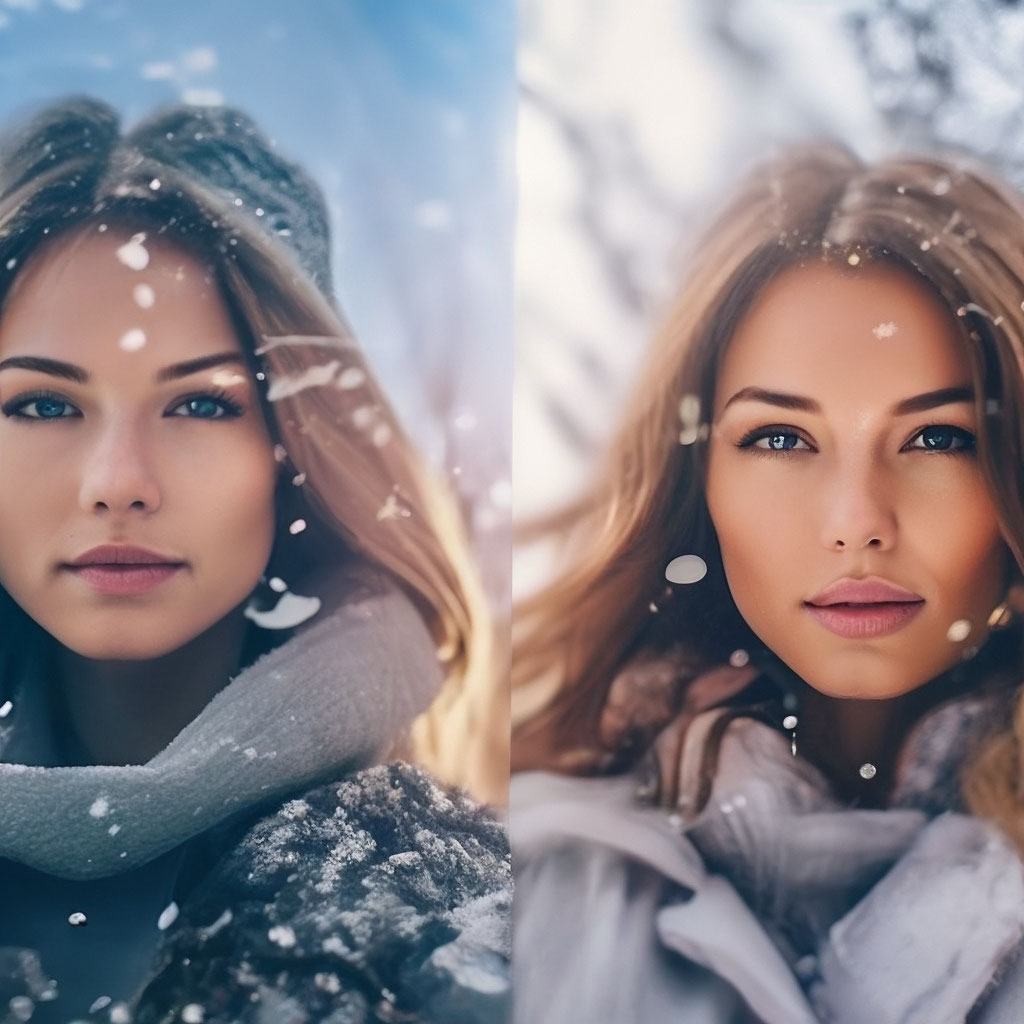 "Winter and spring Double exposure, photo overlay effect, transparent ...