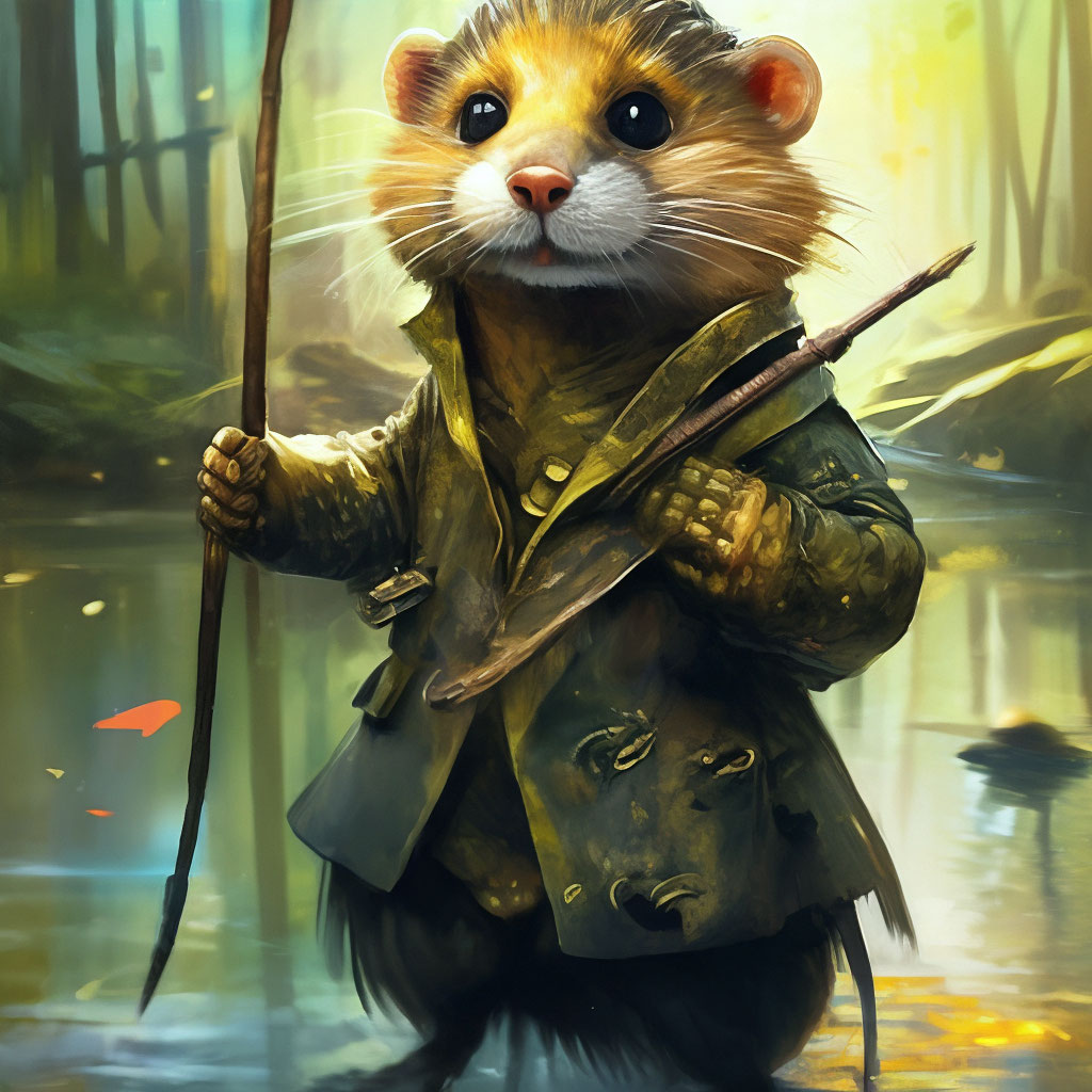 "Muskrat anthropomorphic, humor, dynamic, strokes, grotesque, Drawing ...