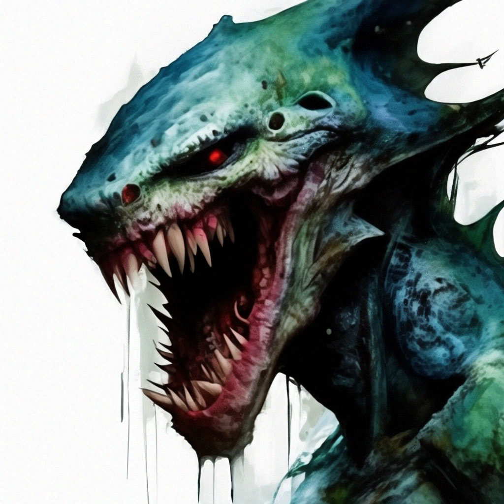 "Shark a hybrid of a human and a shark, a scary creature, a mutant ...