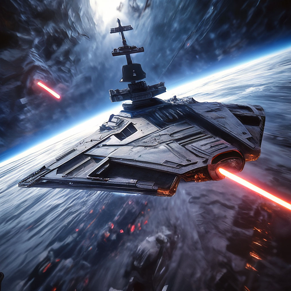 "Cinematic, photorealism, intricate details, Stars Wars, outer space ...