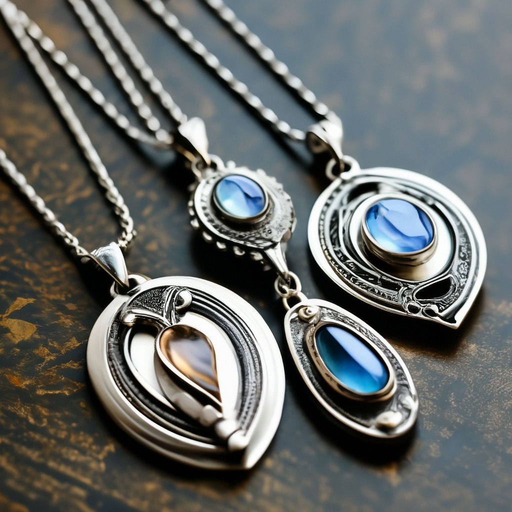"Jewelry: collage Silver women's classic pendants" — image created in ...
