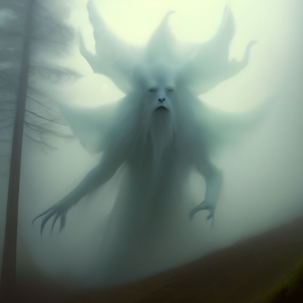 "A misty whisper is a creature made of mist" — image created in Shedevrum