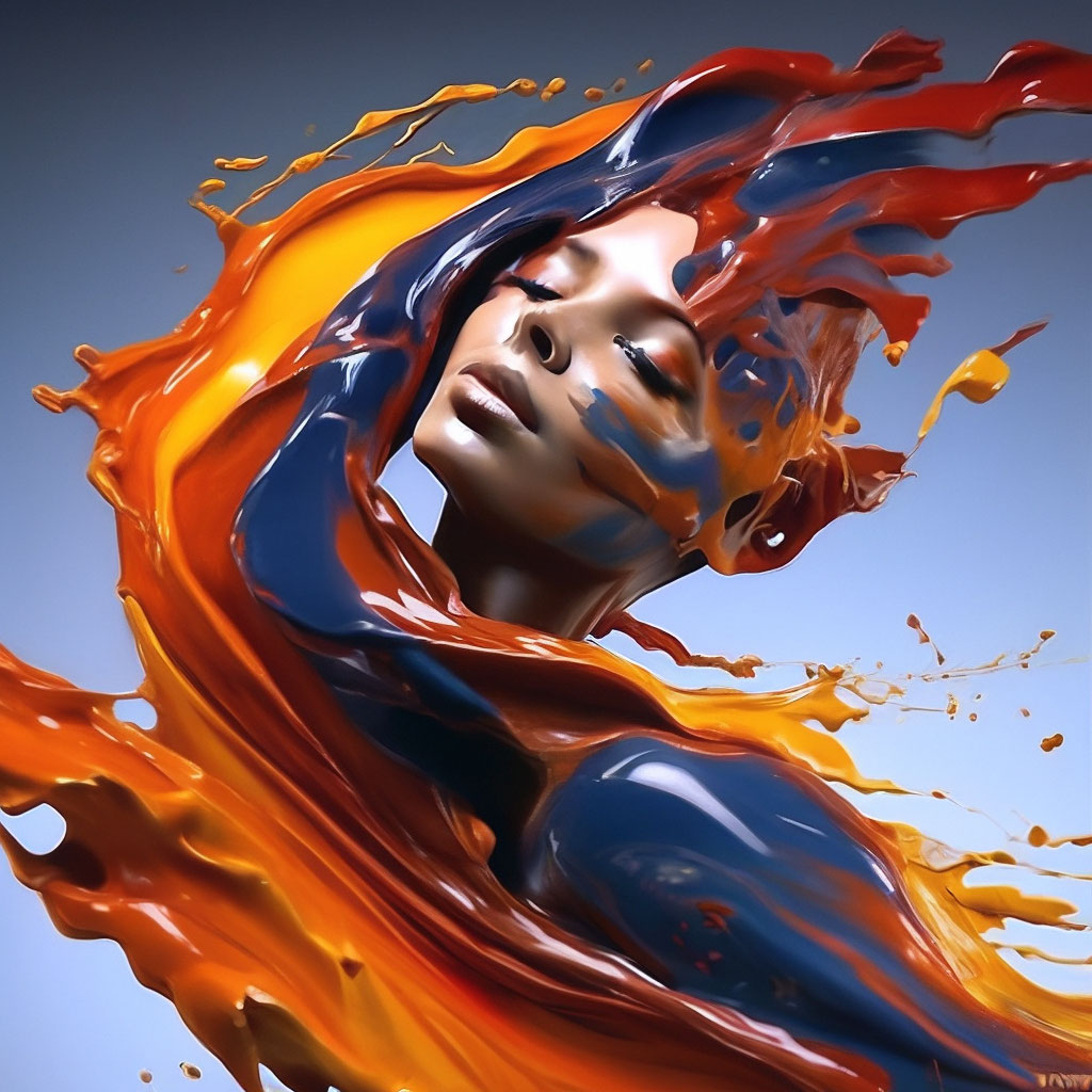 "Dripping melting female figure metamorphoses splashes streaks passion ...
