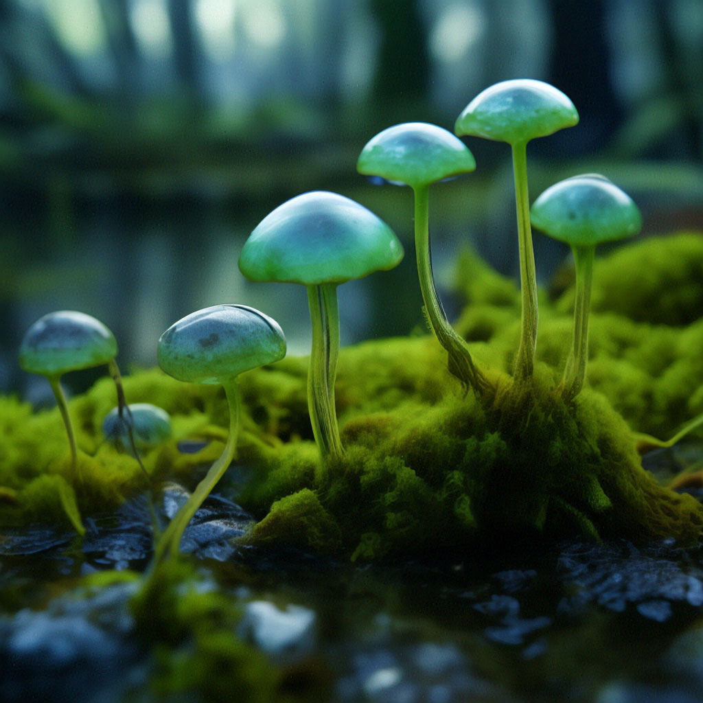 "Swamp aesthetics, flowers, strange swamp, phosphorus, moss, lapis ...