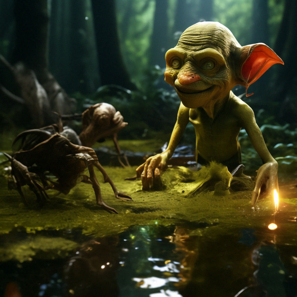 "Fabulous, mythical swamp with strange creatures and insects, Goblin ...