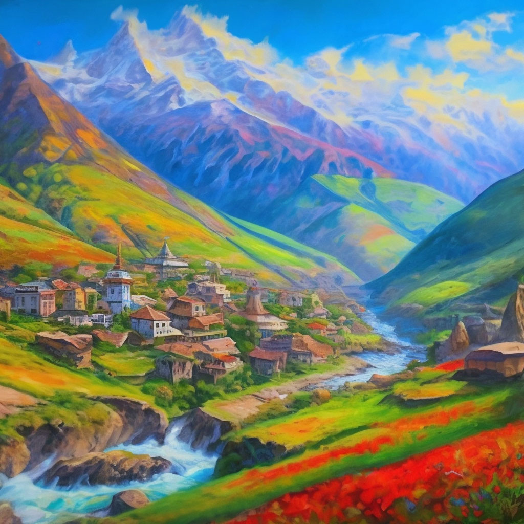 "Landscapes of the Caucasus. 5D hyperrealism, three-dimensional drawing ...