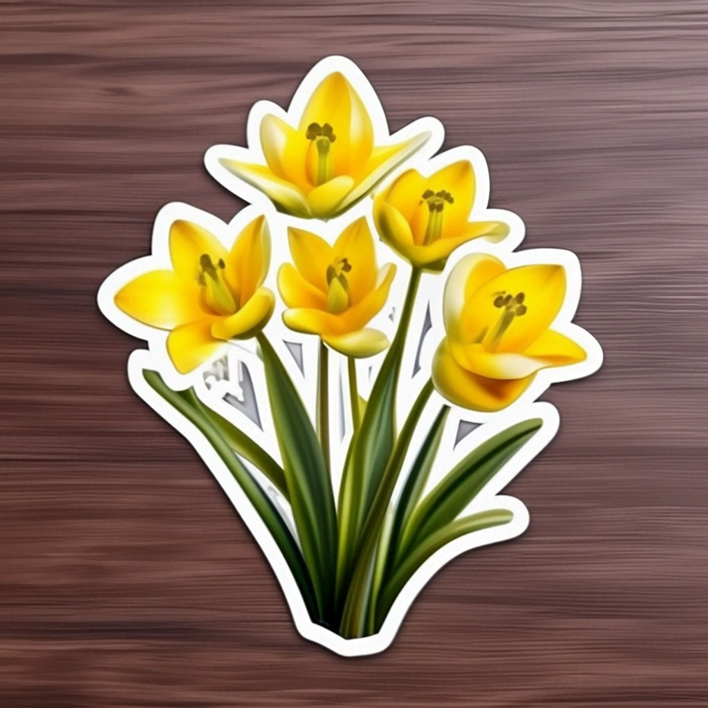 "Hyper realistic yellow snowdrop sticker super high quality, high ...