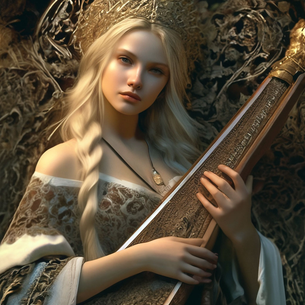"Fullbody, dark fantasy style, bard blonde young woman - a masterpiece ...