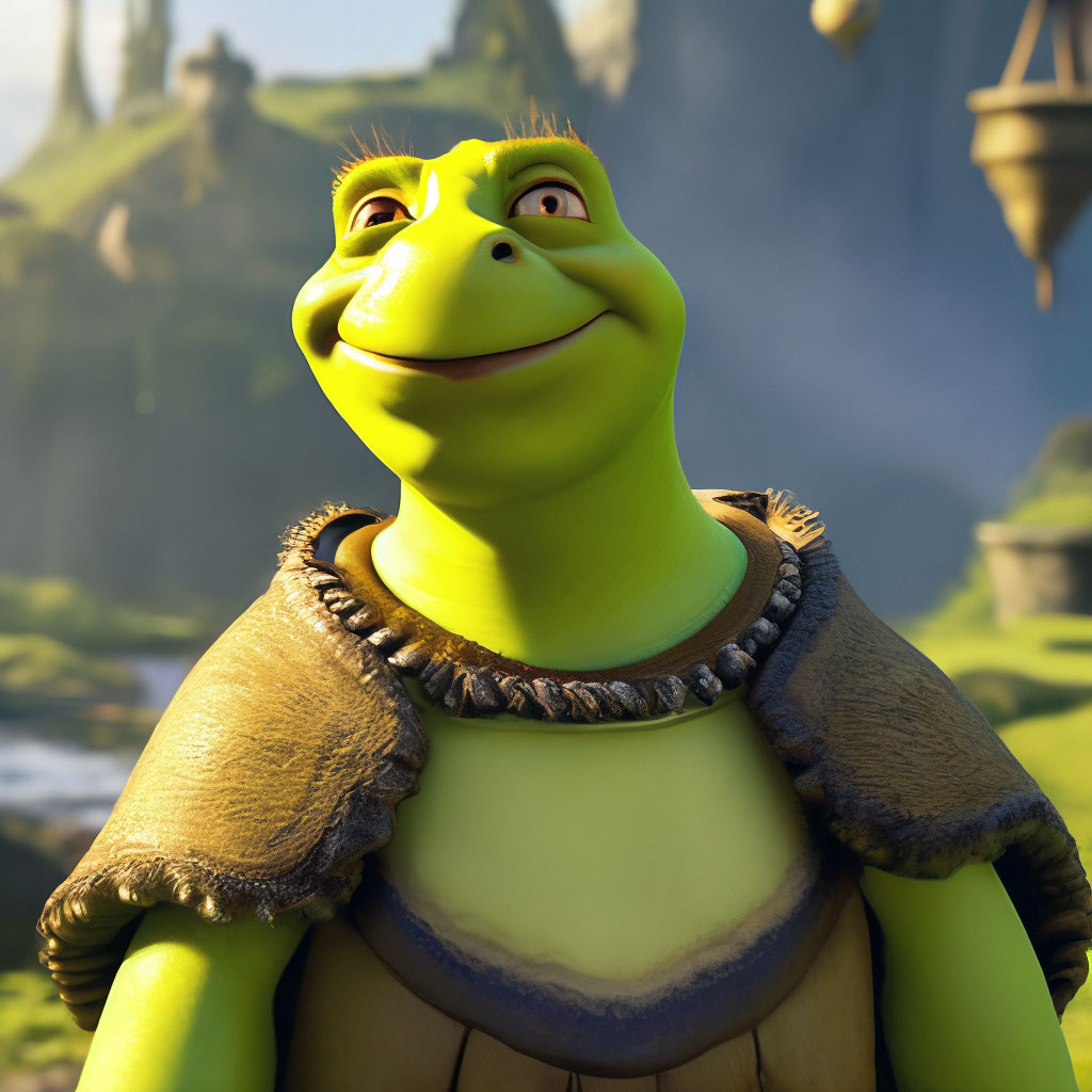 "The Shrek turtle" — image created in Shedevrum