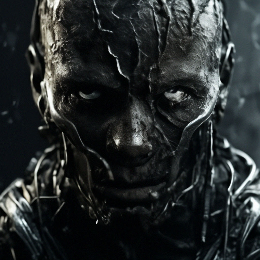 "An embittered terrible cyborg in a …" — image created in Shedevrum