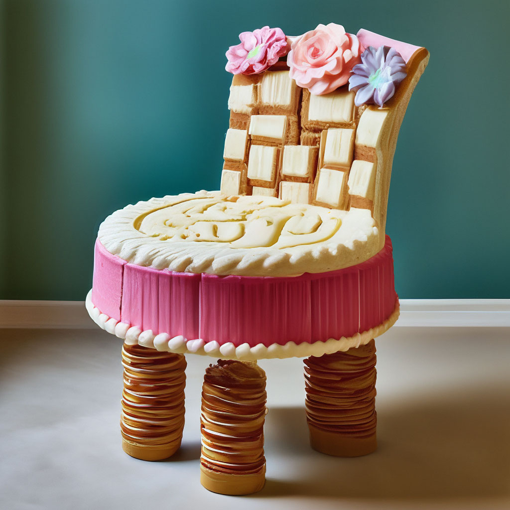 "A cake-shaped chair" — image created in Shedevrum