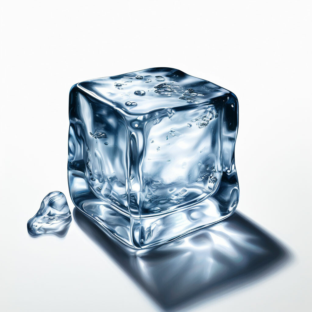 "The ice cube is fragile realistic. …" — image created in Shedevrum