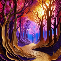 «Golden-lilac forest, fabulous fantasy, colorful, volumetric structure in the…» — video created ...