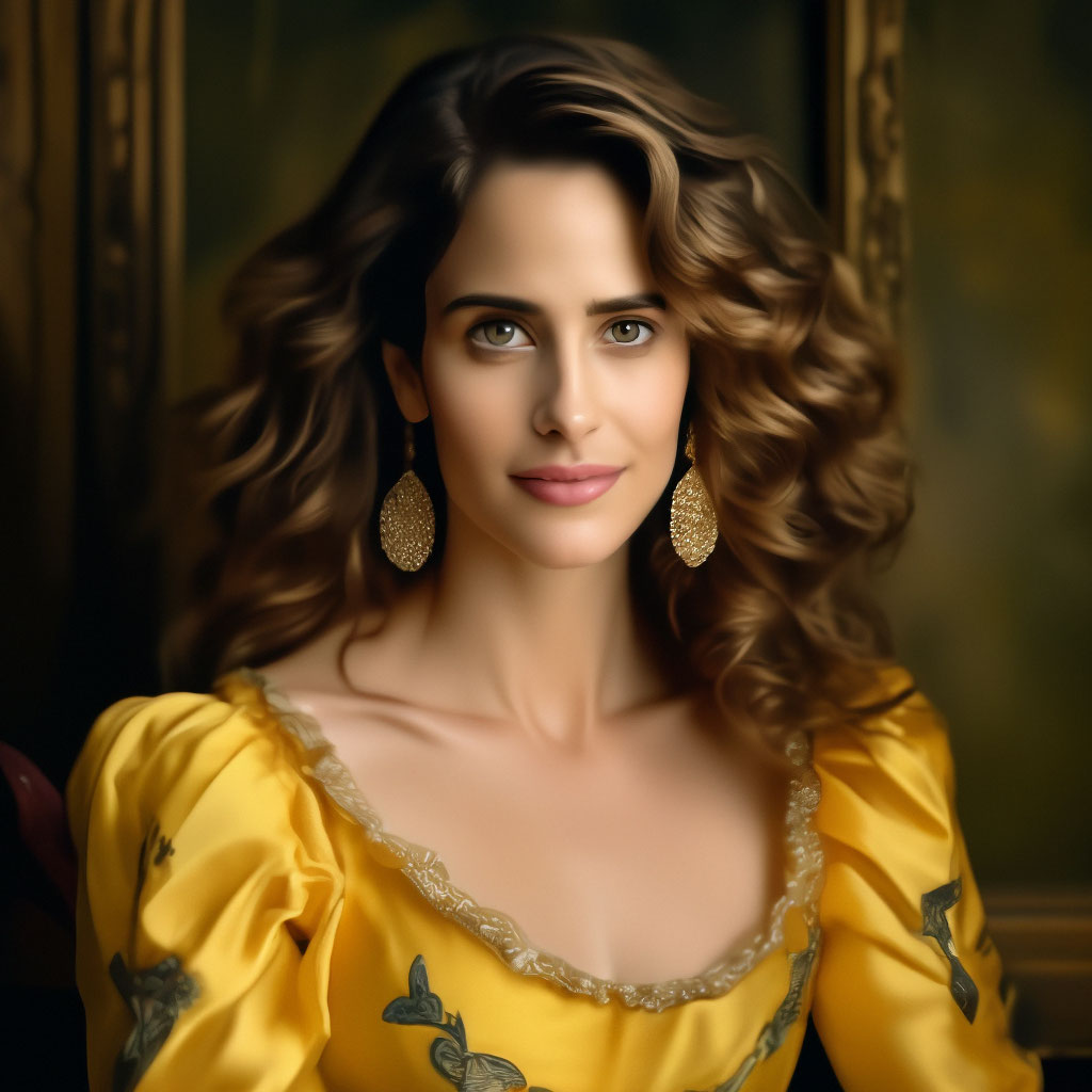 "Portrait of the beautiful American actress Amanda Peet in Baroque ...