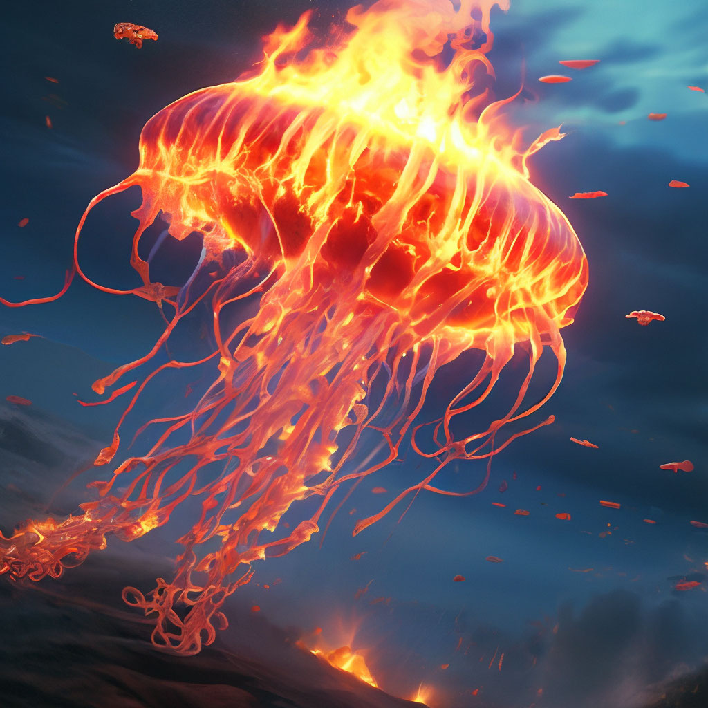 "Fire in the form of a jellyfish" — image created in Shedevrum