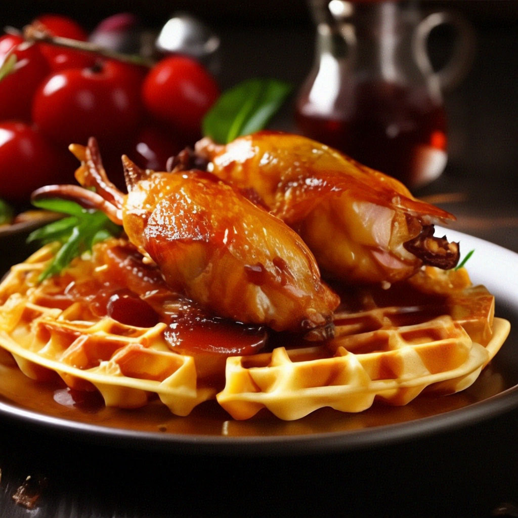 "Professional shooting Fried quail with waffles and maple syrup 100k ...