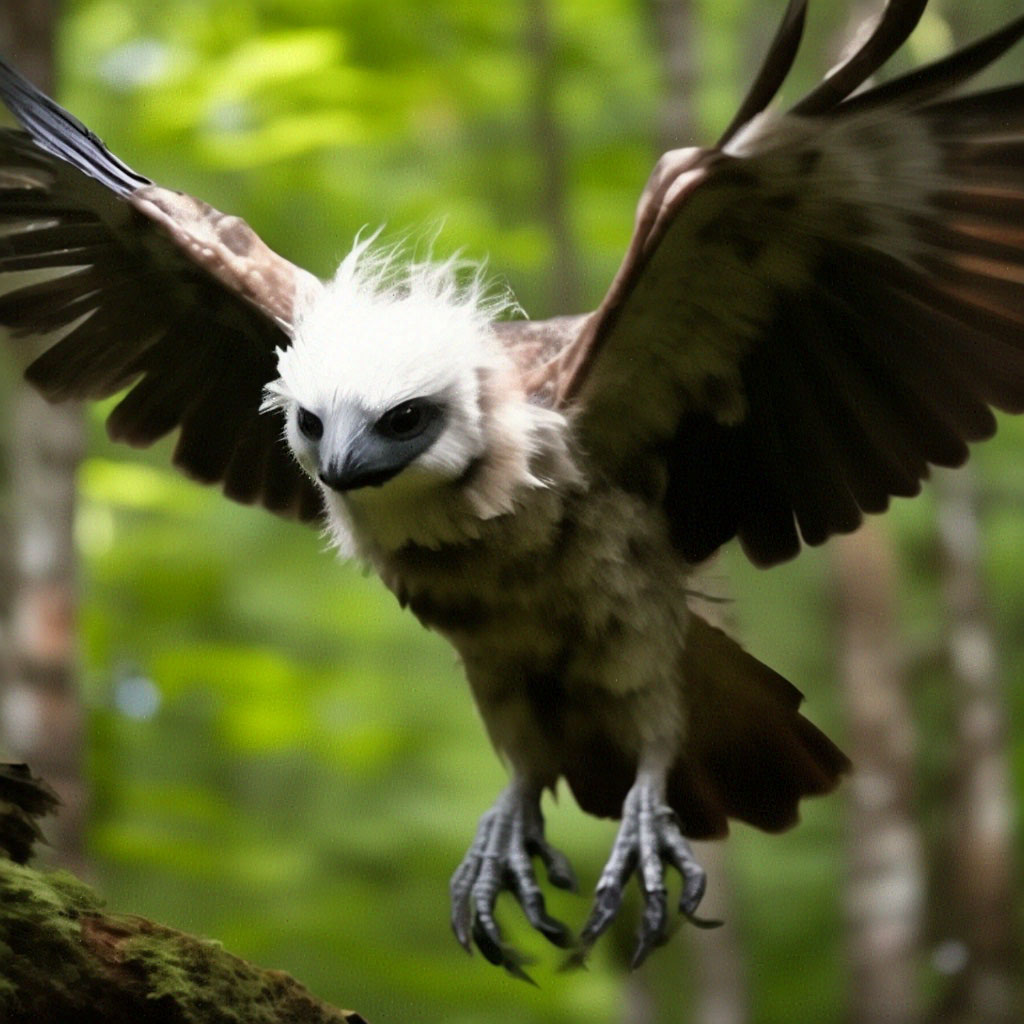 "The harpy chick is flying" — image created in Shedevrum