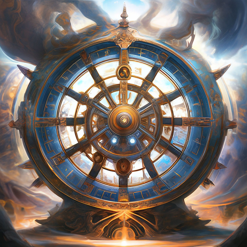 "The flywheel of time revolves around itself" — image created in Shedevrum