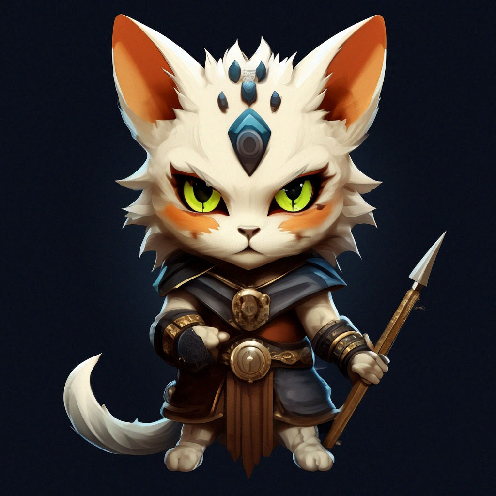 "Catfolk, shaman, chibi, vector art" — image created in Shedevrum