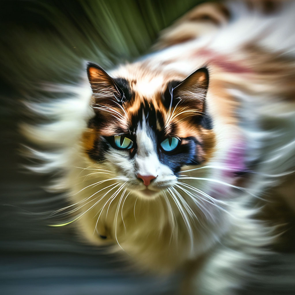 "Magnificent tricolor cat, grace, hyperrealism" — image created in ...