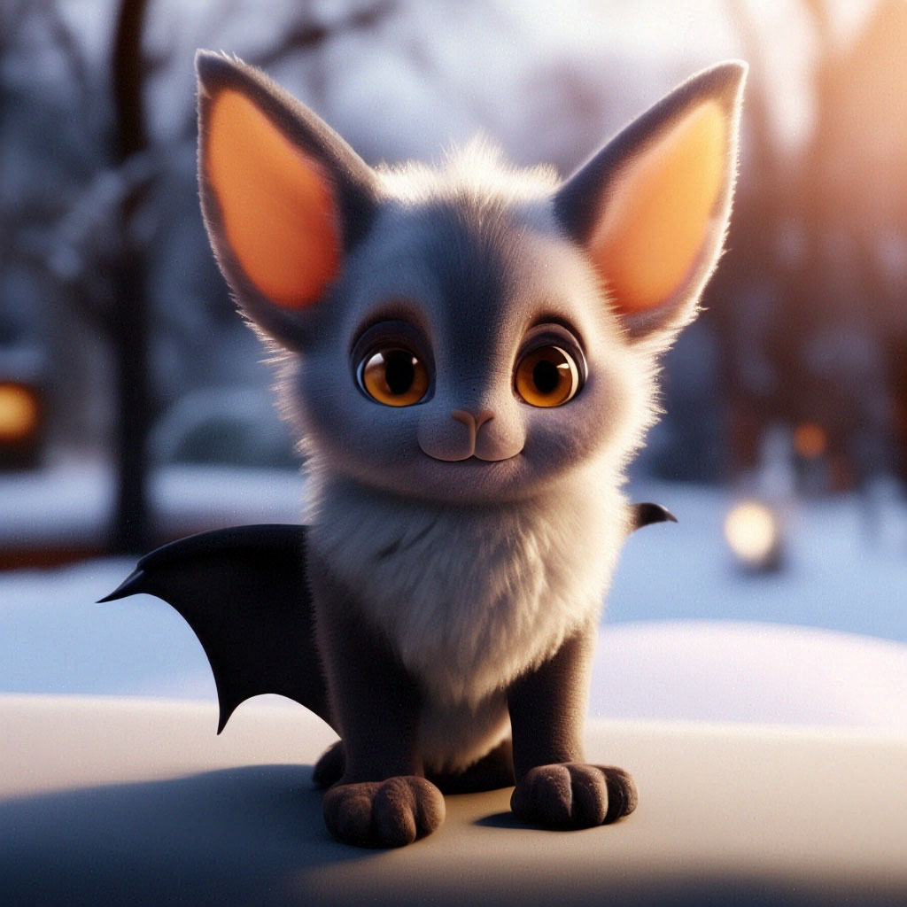 "Cute Furry Fursuit Bat in winter outside cute" — image created in ...