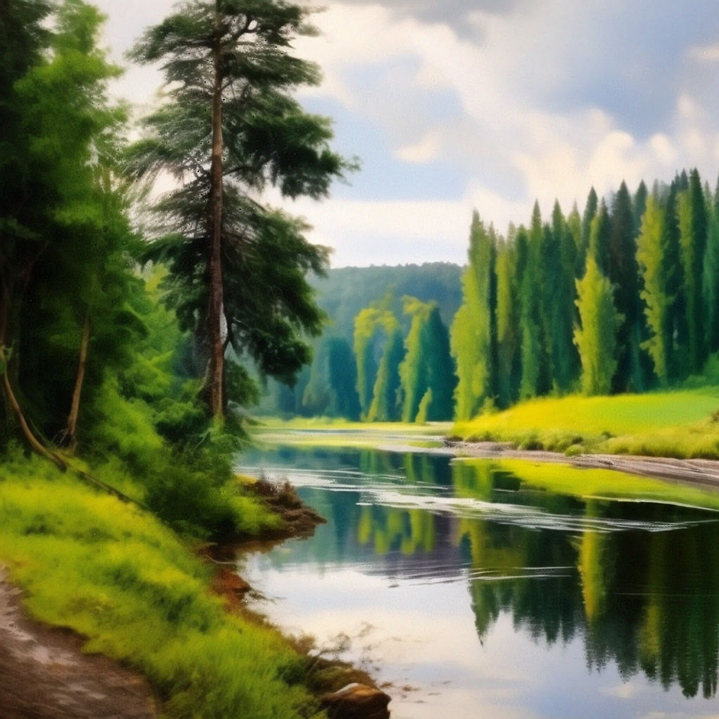 "A landscape in the realistic style of the artist I. Shishkin, on the ...