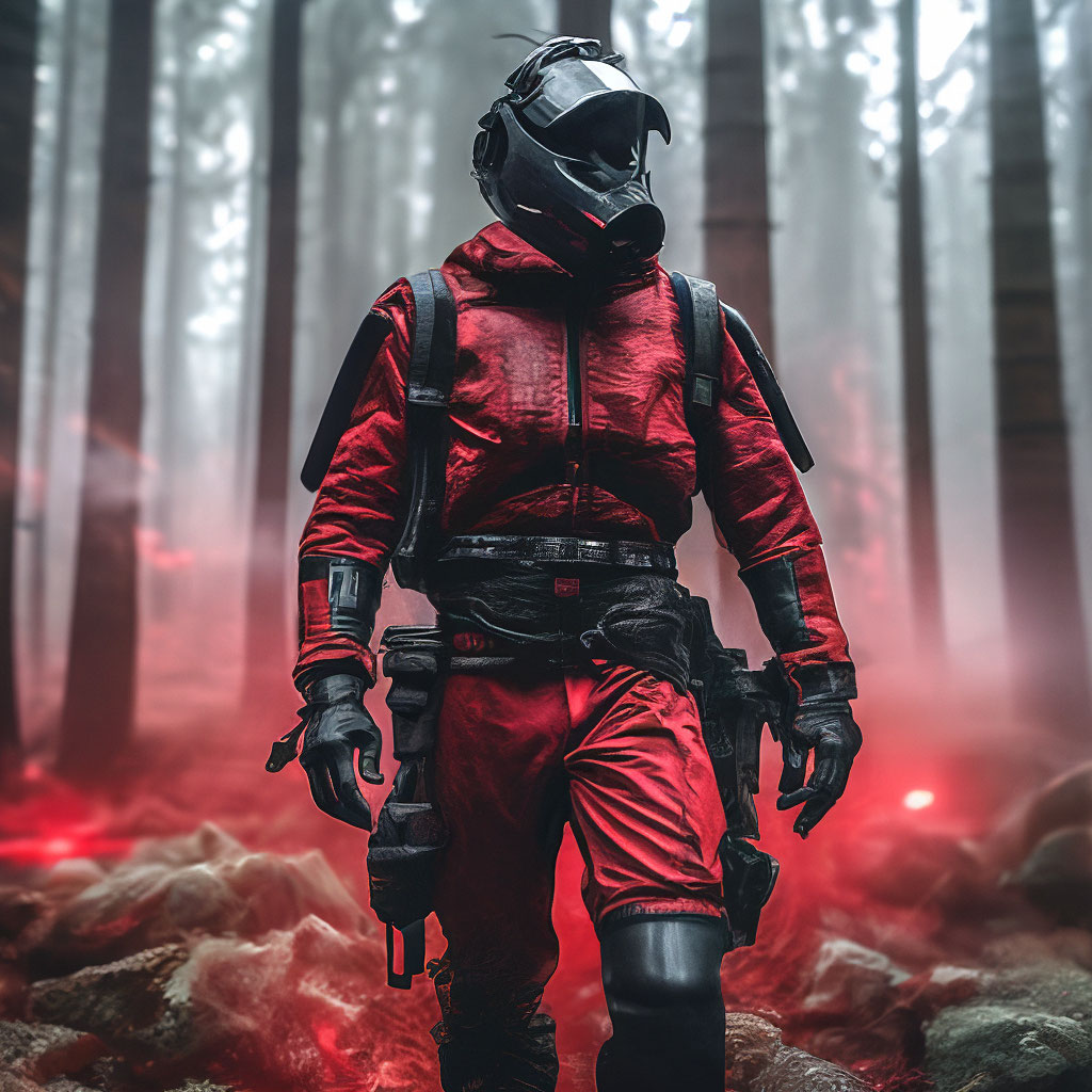 "Stalker, black and red uniform, closed breathing system, full height ...