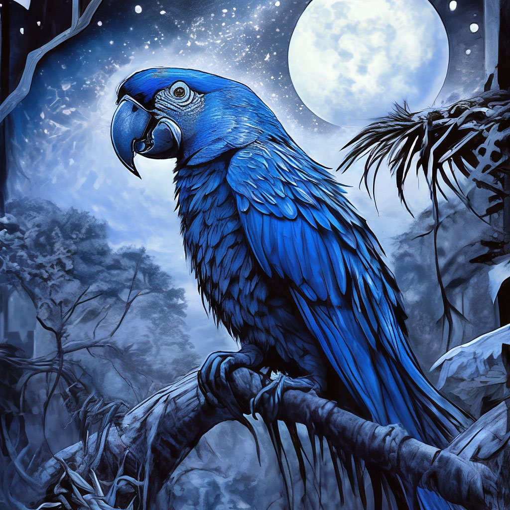 "🦜 sketch in horror-fantasy style, side view, in the foreground a large ...