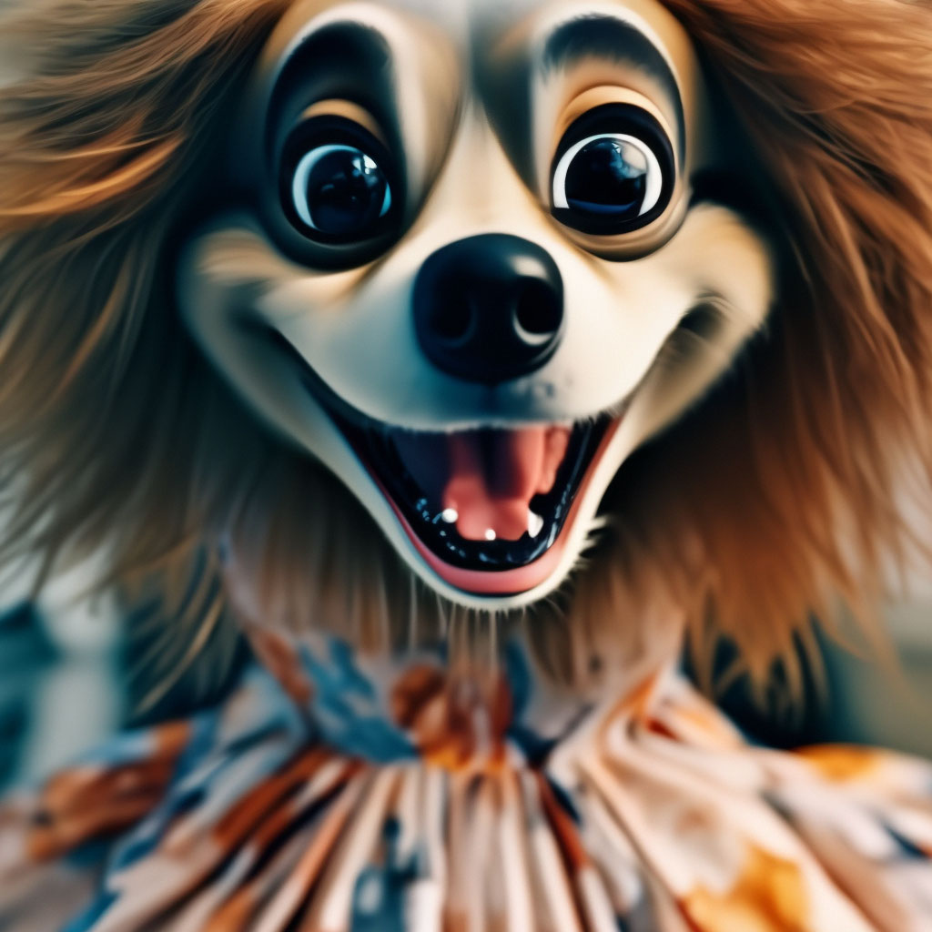 "Funny anthropomorphic lady Goofy in a beautiful dress double exposure ...
