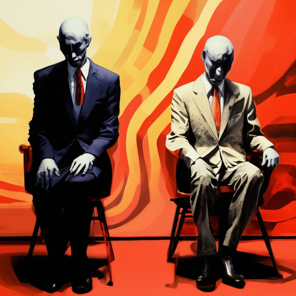 "Two in the reserved seat grotesque, horror in bauhause style ,full ...