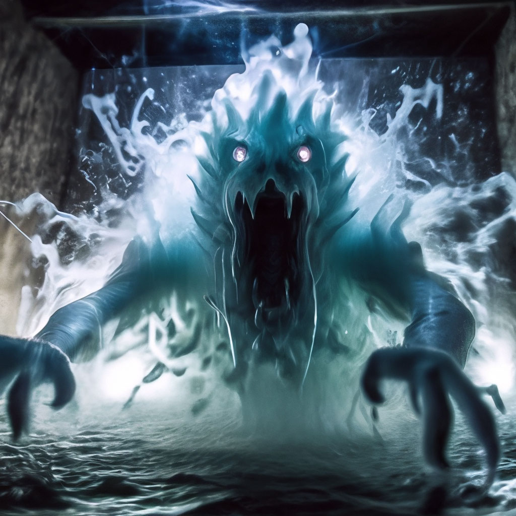 "Ghostly amorphous monster made of water molecules comes out of the ...