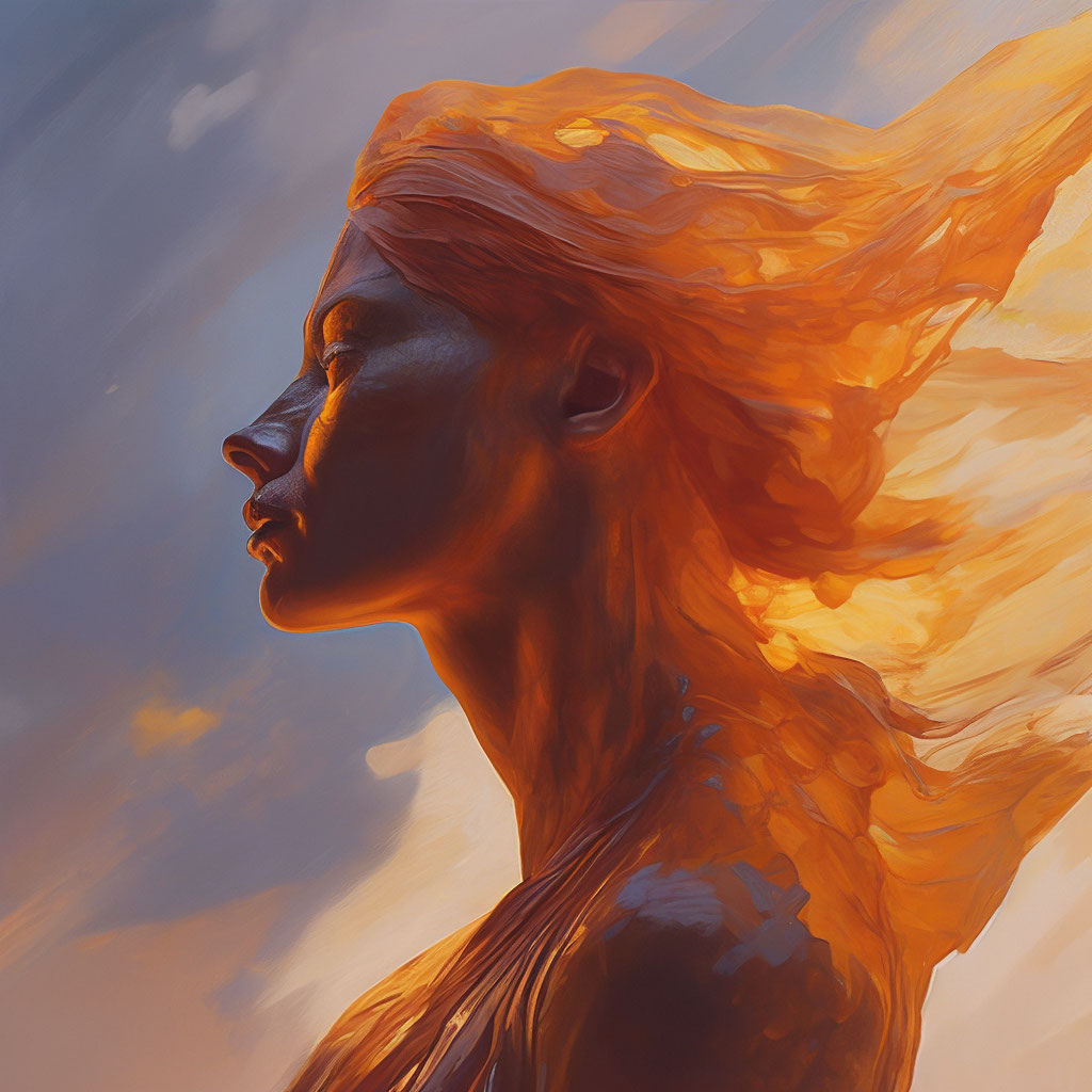 "The amber profile of the sculpture" — image created in Shedevrum