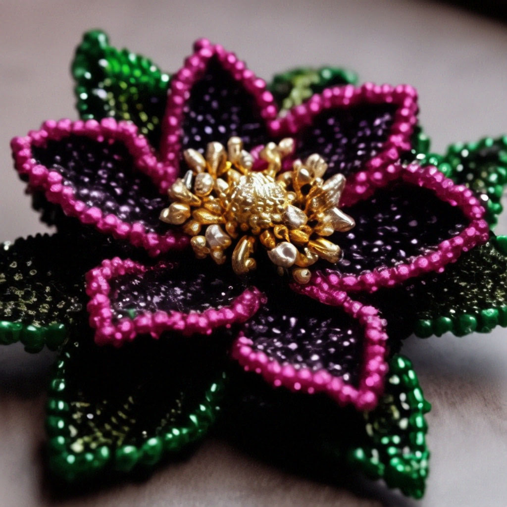 "Embroidery is completely made of beads stuffed in the form of a brooch ...
