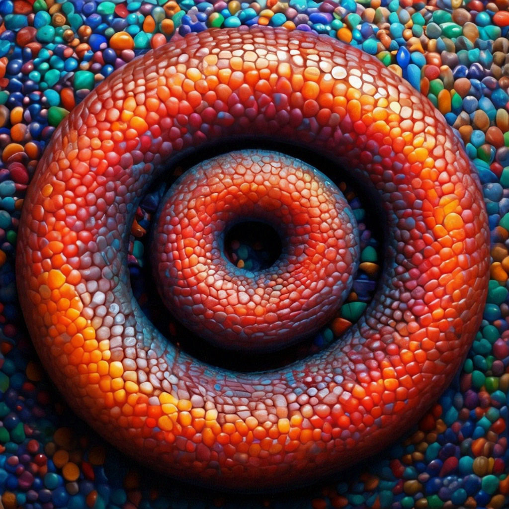 "Mosaic, python" — image created in Shedevrum