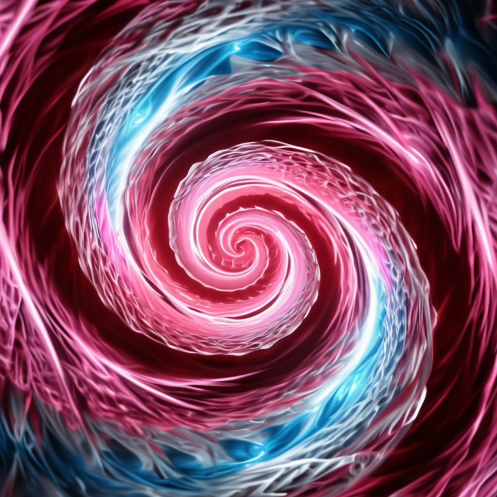 "Three colliding white + pink + azure spiral vortices with an energy ...
