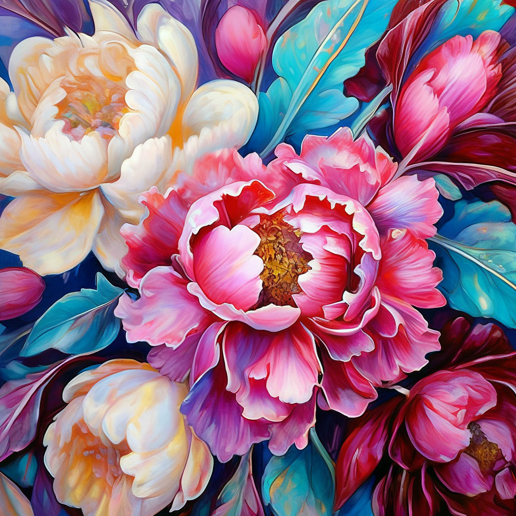 "Oil painting, drawing, bright colors, beautiful floral ornament ...
