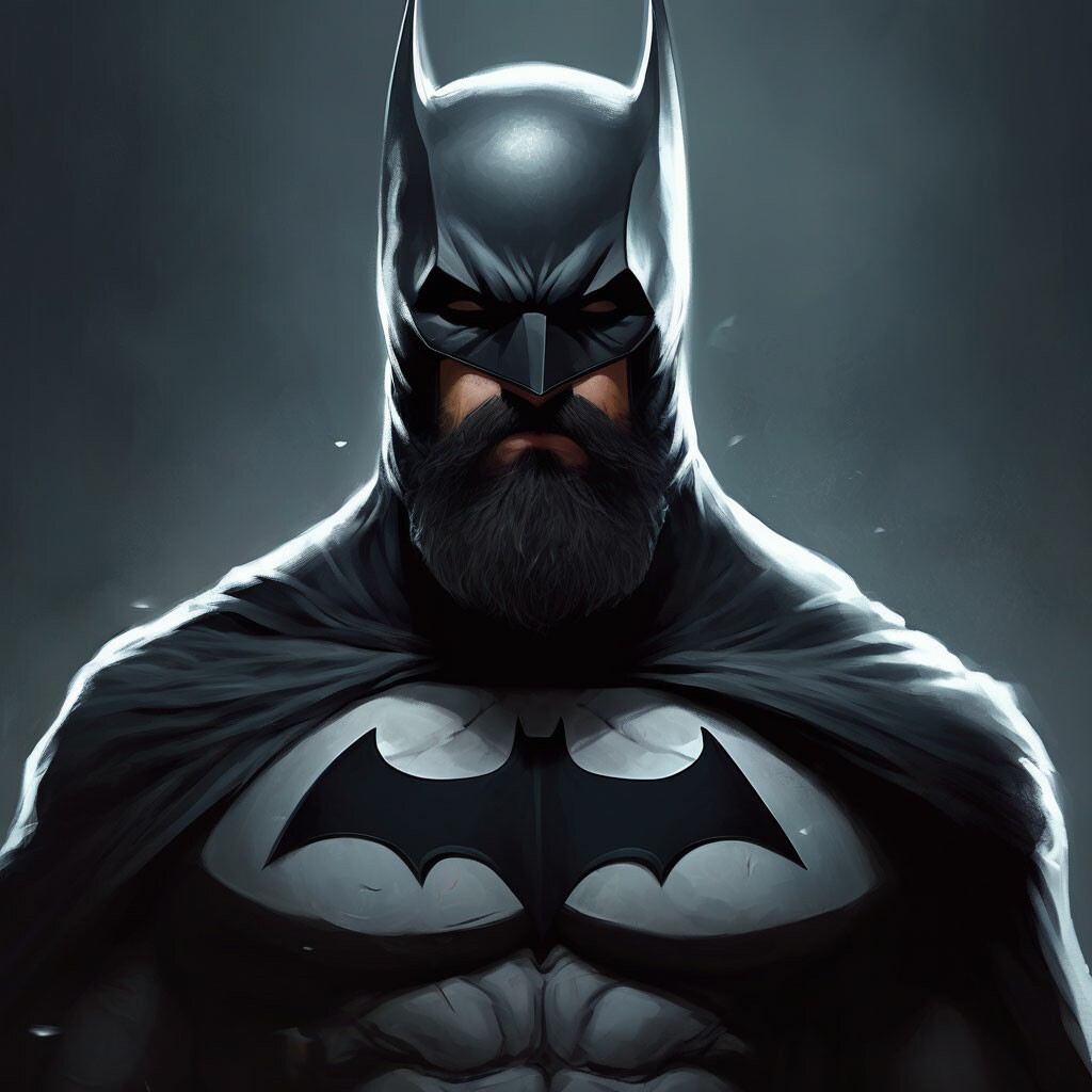 "Batman with a beard" — image created in Shedevrum