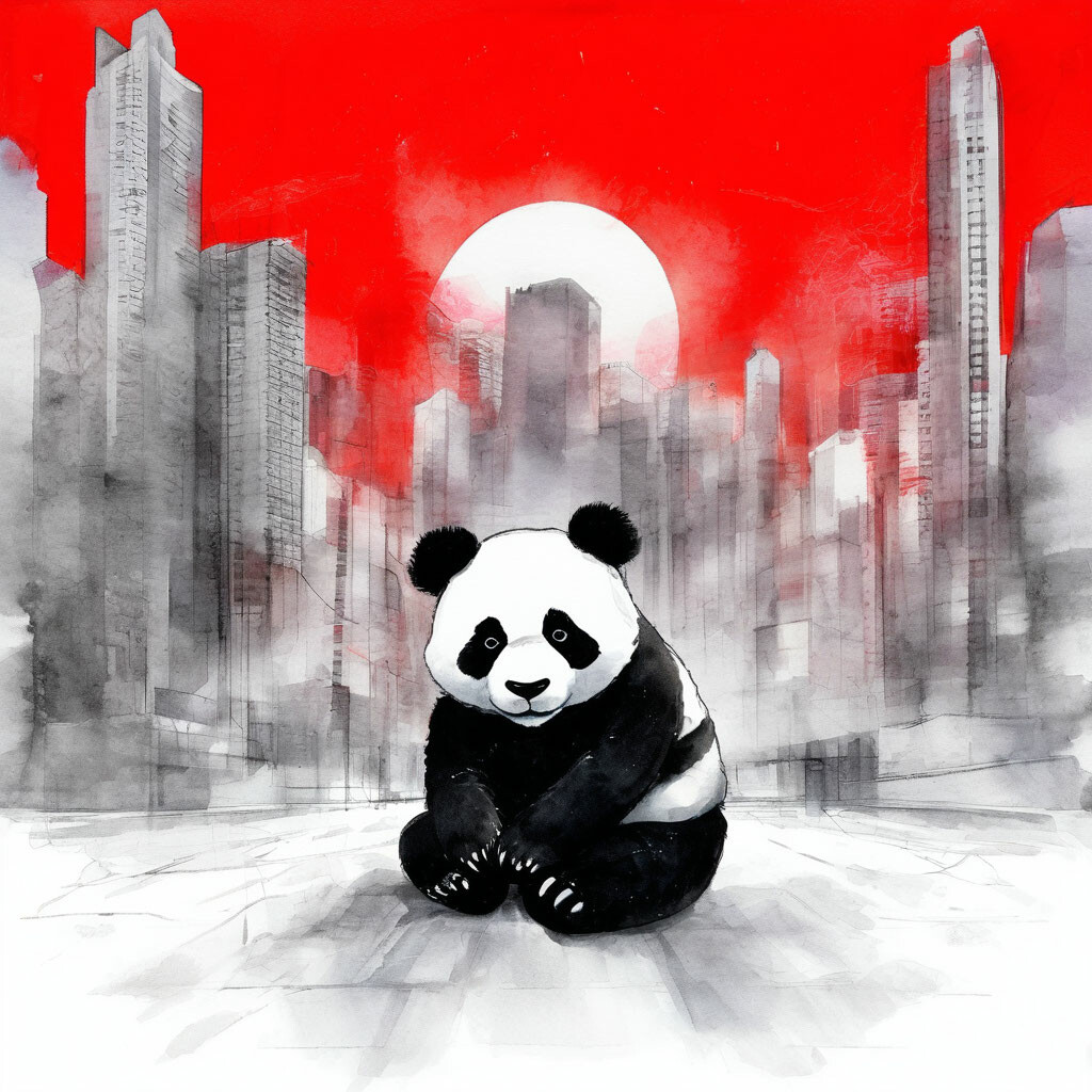 "🎁 for @igi cute kind panda mimic sitting in the middle, watercolor ...