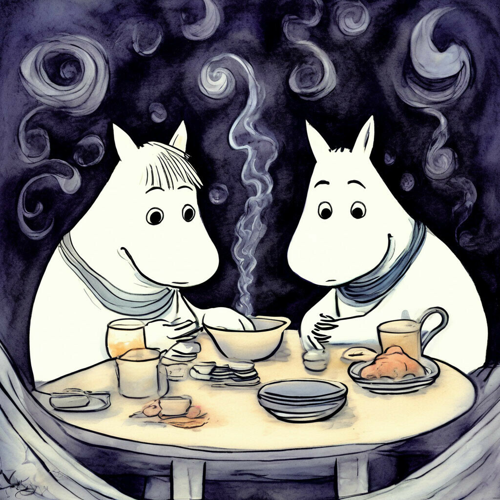 "Mummy trolls at breakfast cartoon mummies,Tove Jansson,Scandinavian ...